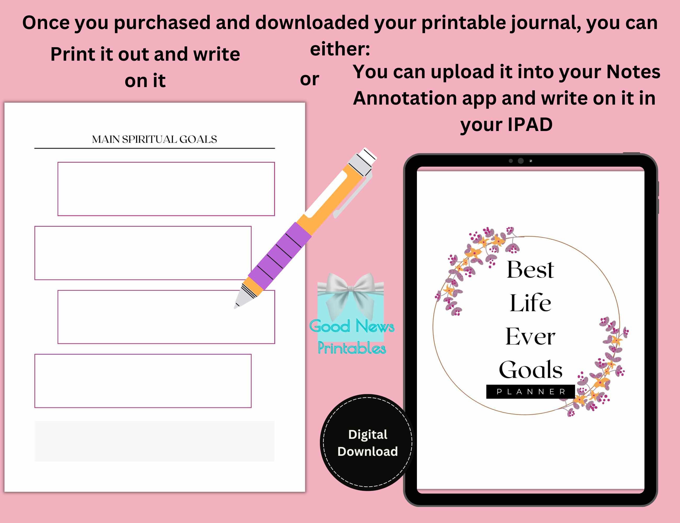 Editable Printable Best Life Ever Goals Planner, US Letter & A4 Size - Etsy