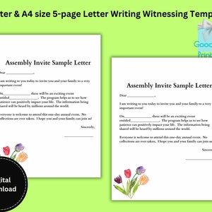 Printable Letter Writing Templates-us Letter & A4 Size, Assembly Invite ...
