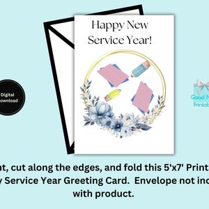 Printable New Service Year 2024-2025 Greeting Cards, US Letter Size ...