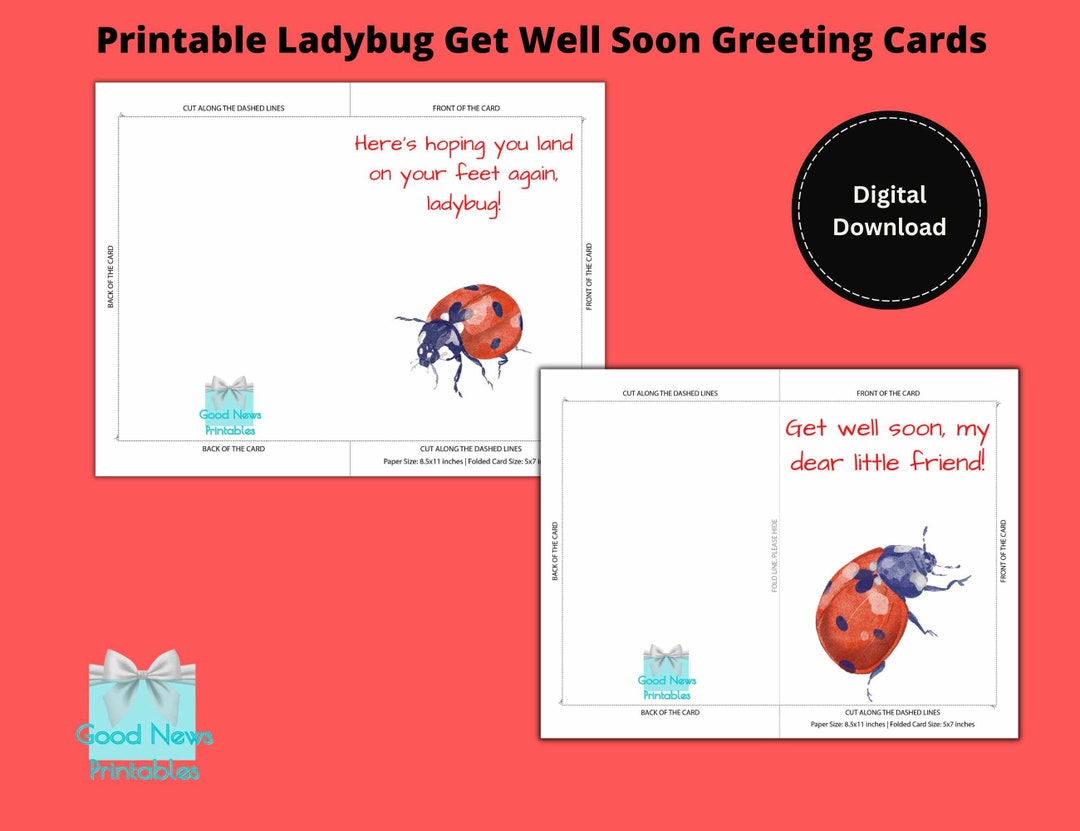 Printable Ladybug Get Well Soon Greeting Cards - Etsy