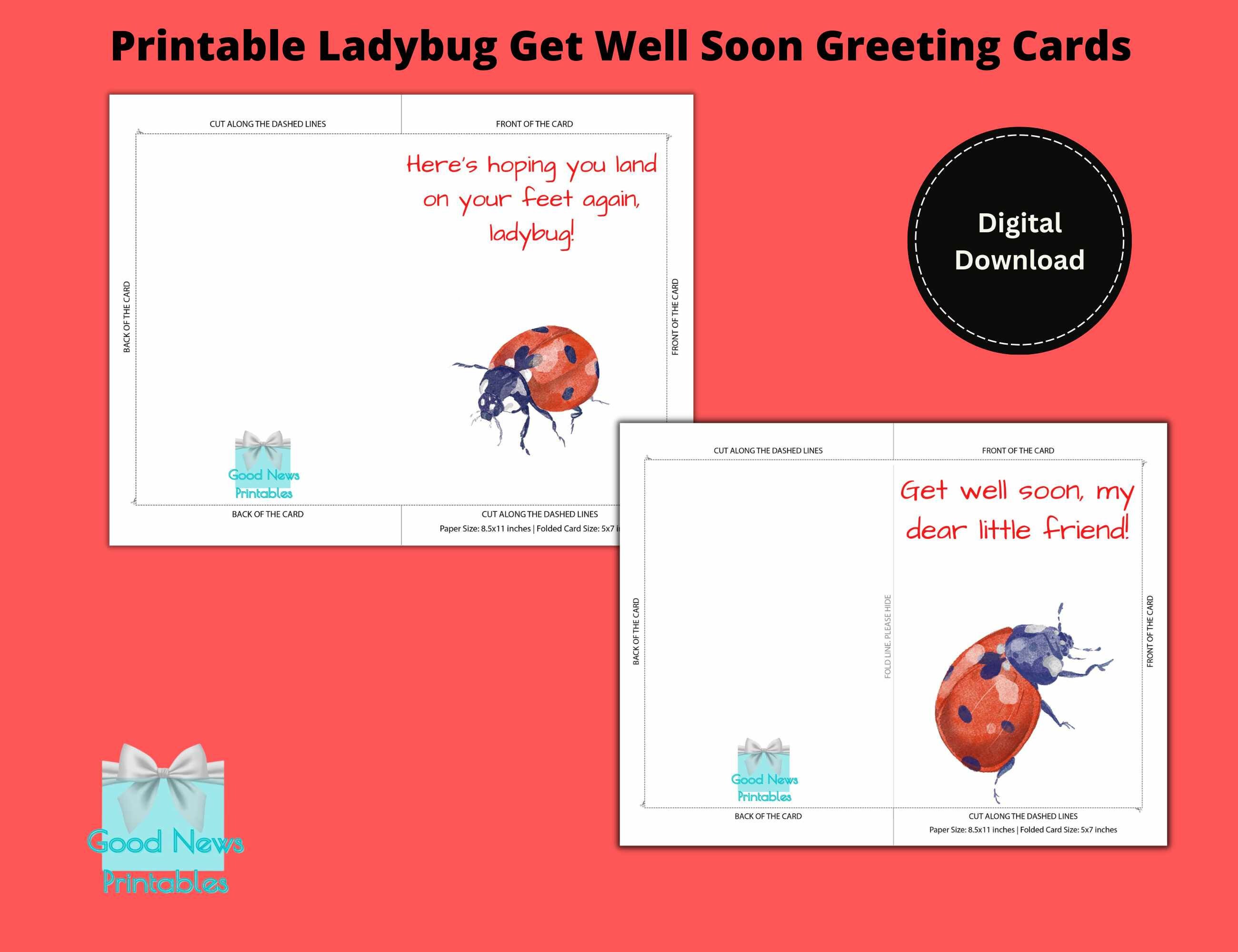 Ladybug Printable Cards Ladybug Card – El's Cards
