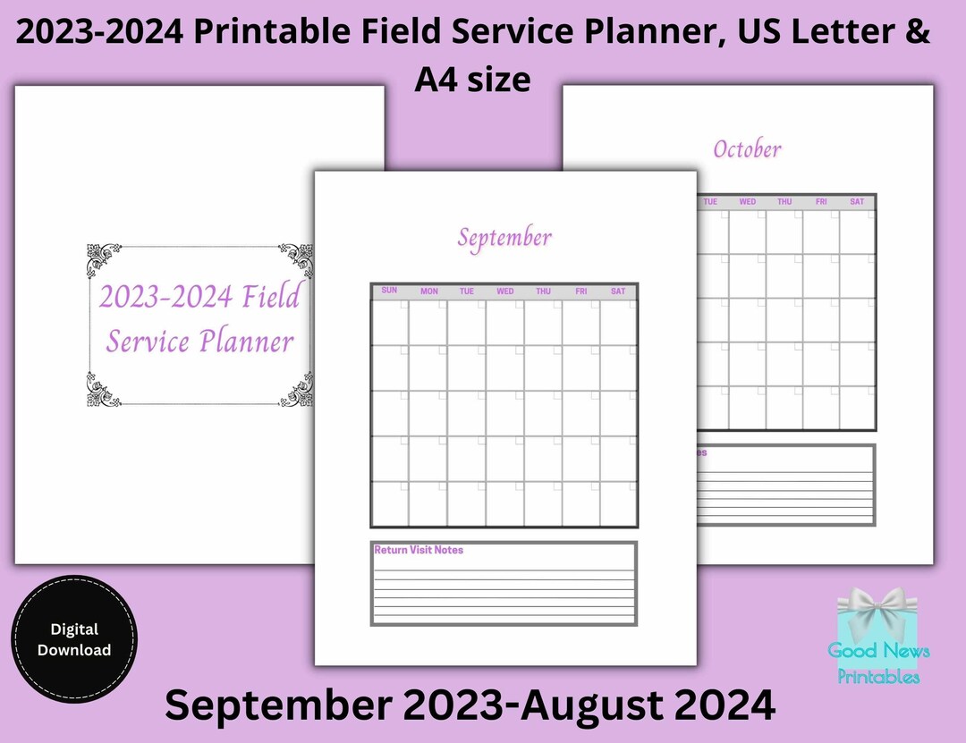 Printable Editable Field Service Planner 2023-2024, New Service Year ...