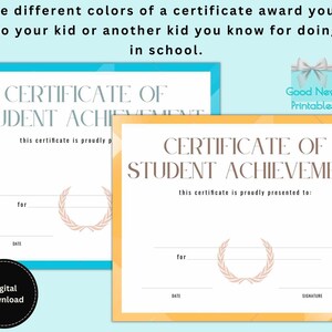 Printable Editable Three School Award Certificates, 1056 X 816px Sizes ...