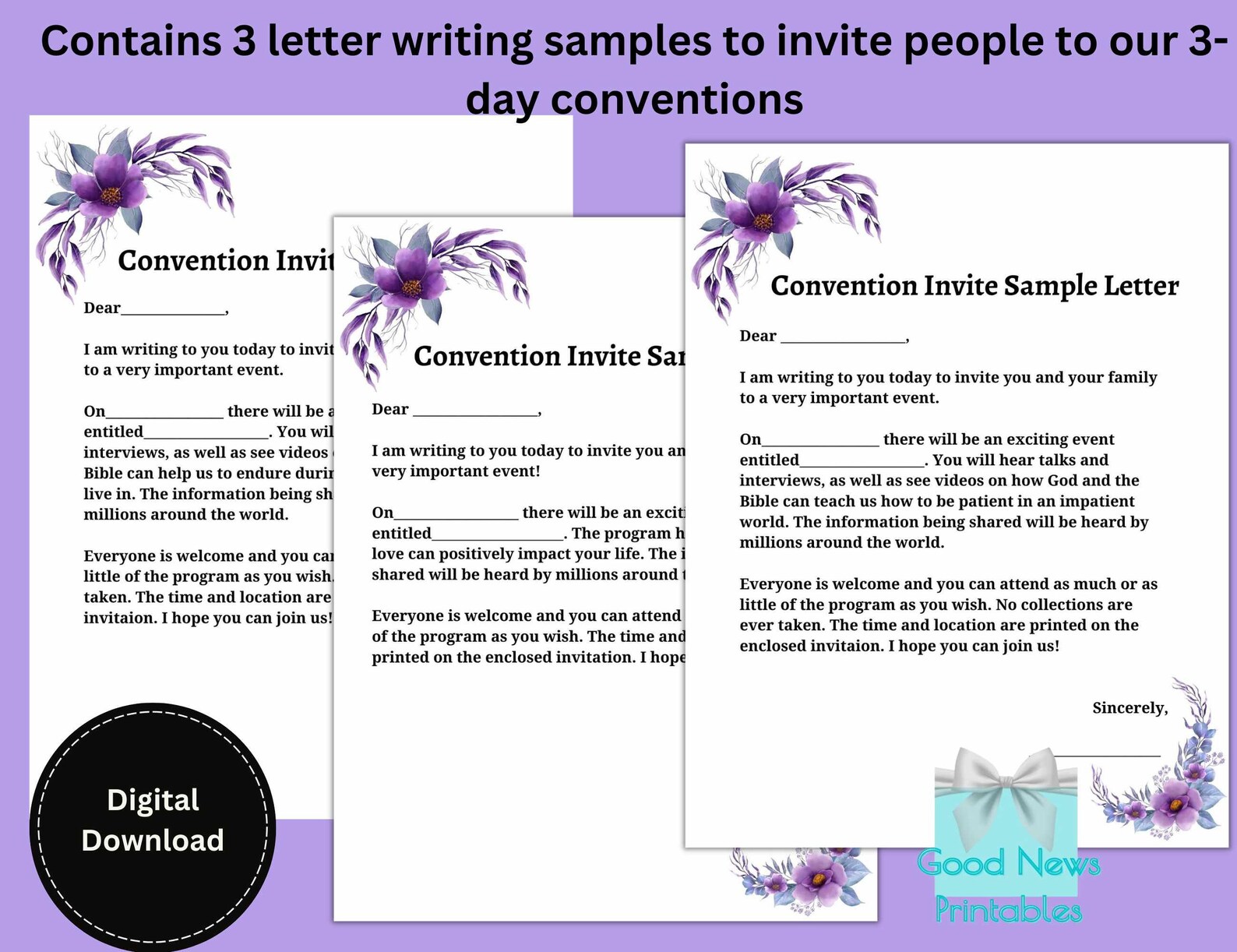 Printable Letter Writing Templates-us Letter & A4 Size, Convention ...