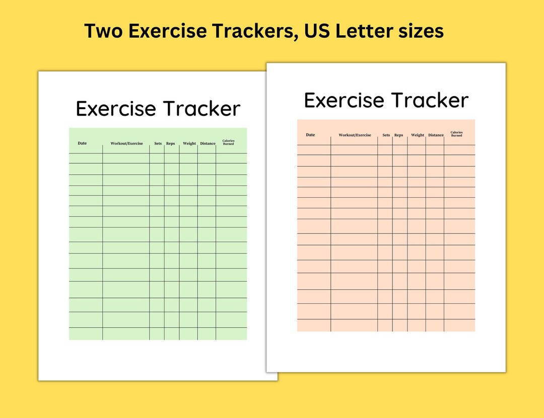 Two Printable Daily Exercise Trackers, US Letter Size, PDF Trackers - Etsy