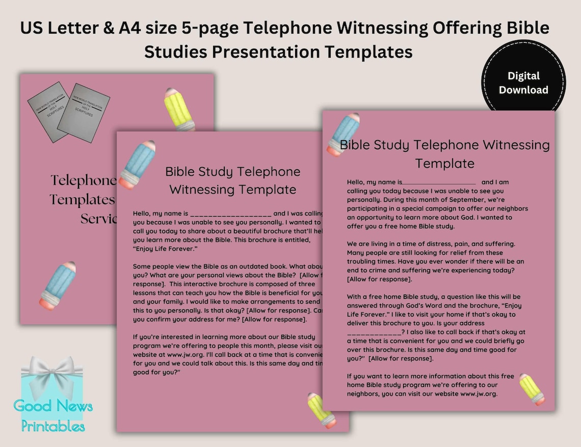 Printable Telephone Witnessing Presentation Templates for the New ...