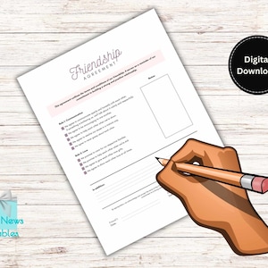 Two Printable Friendship Agreement Contract, US Letter & A4 Sizes - Etsy