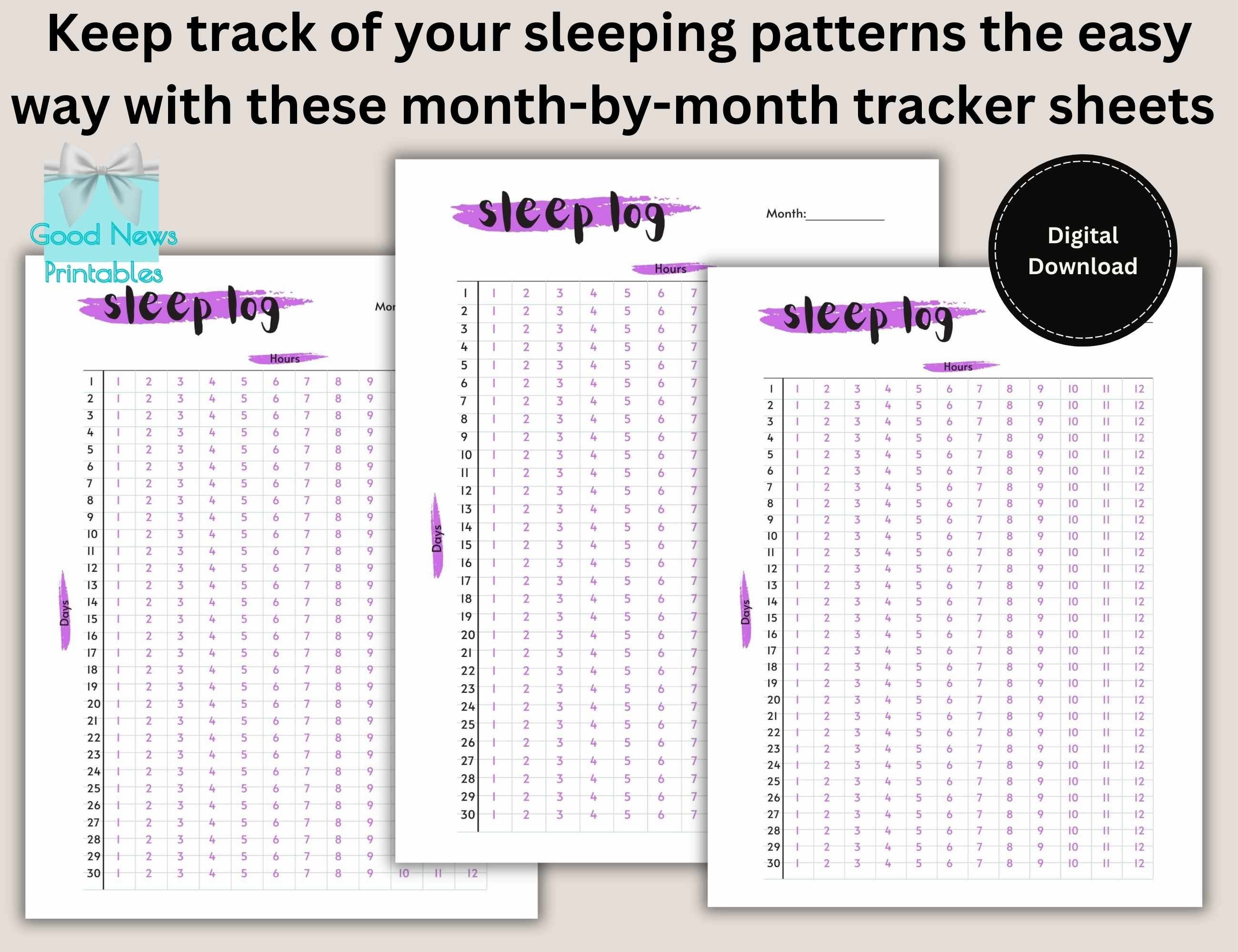 Editable Printable Two-year Sleep Tracker Planner, US Letter & A4 Size ...