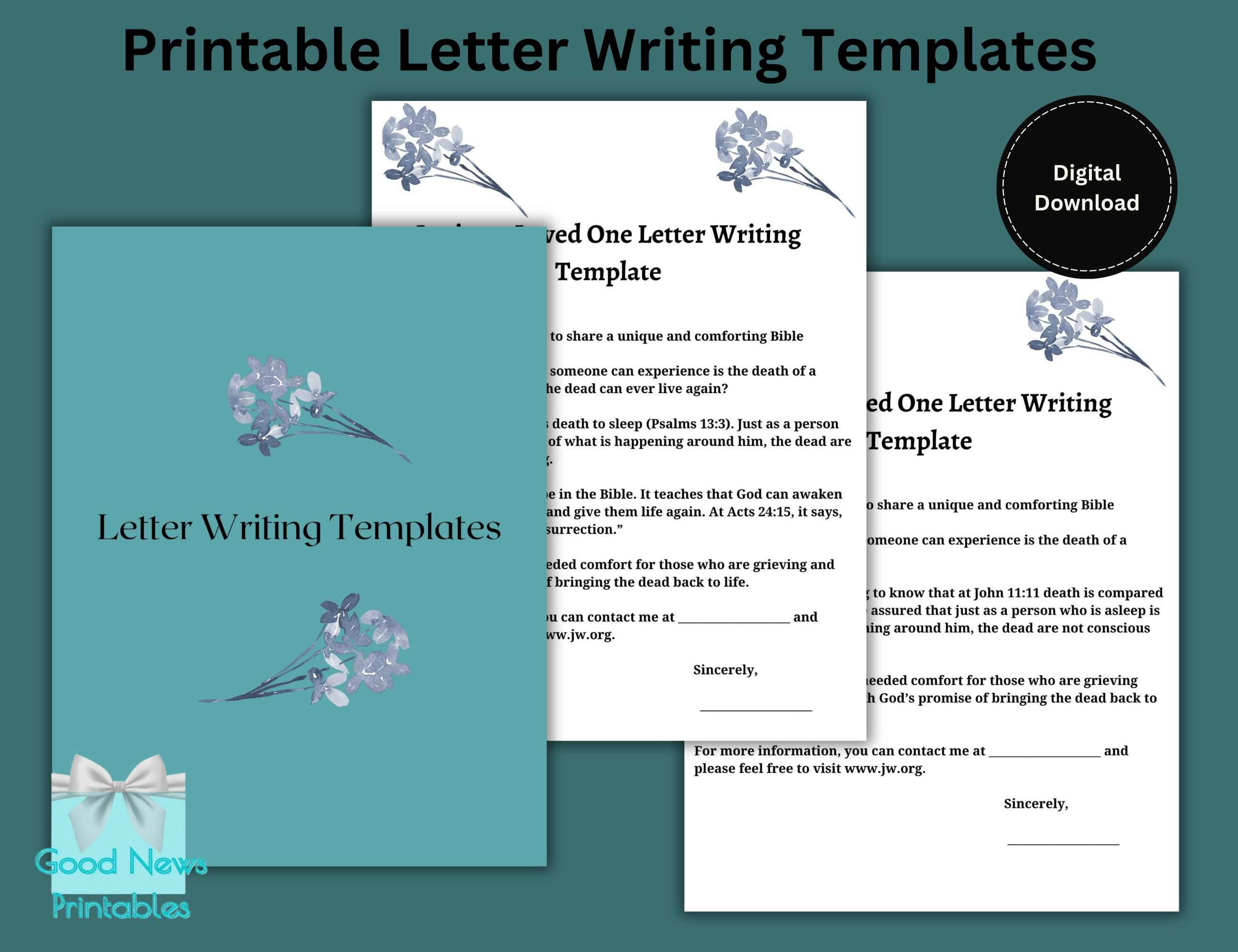 Printable Letter Writing Grief & Experiencing Tragedy Templates, US ...