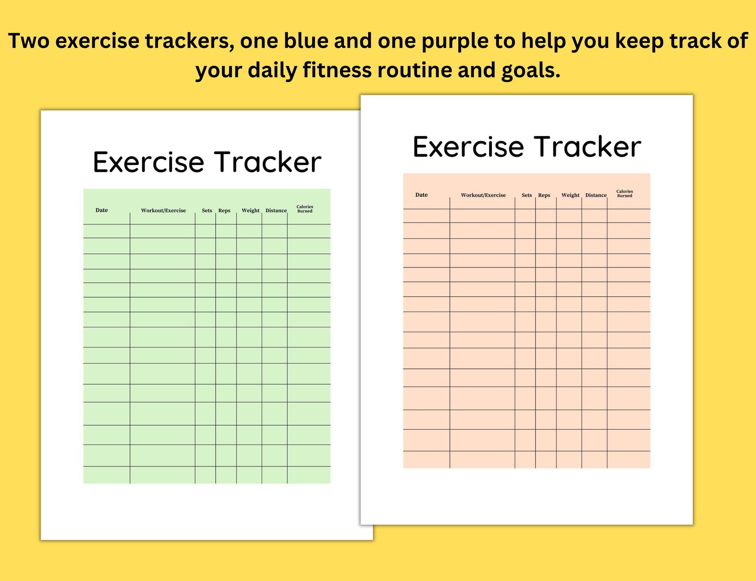Two Printable Daily Exercise Trackers, US Letter Size, PDF Trackers - Etsy