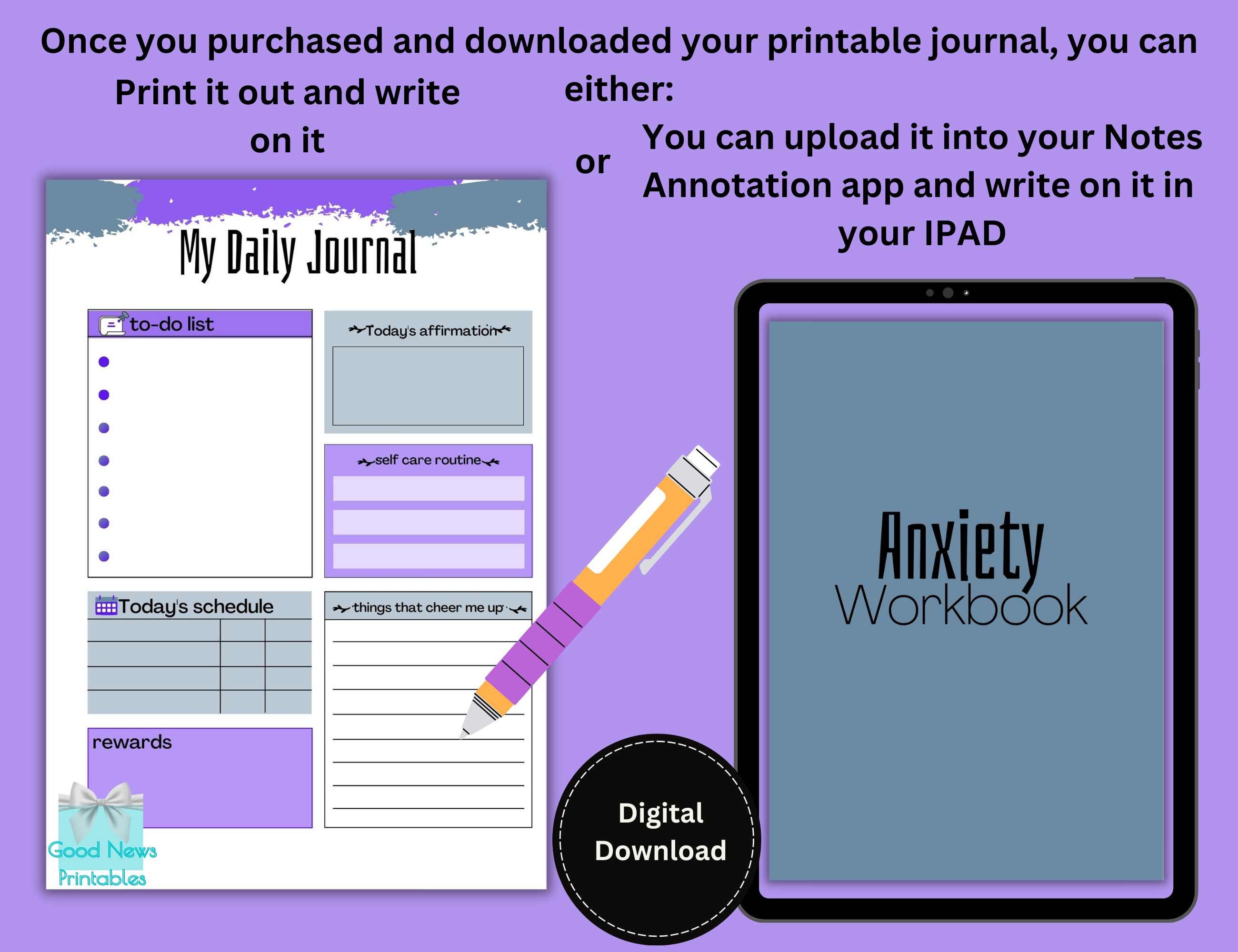 Editable Printable Anxiety Journal Workbook, A4 & US Letter Size - Etsy