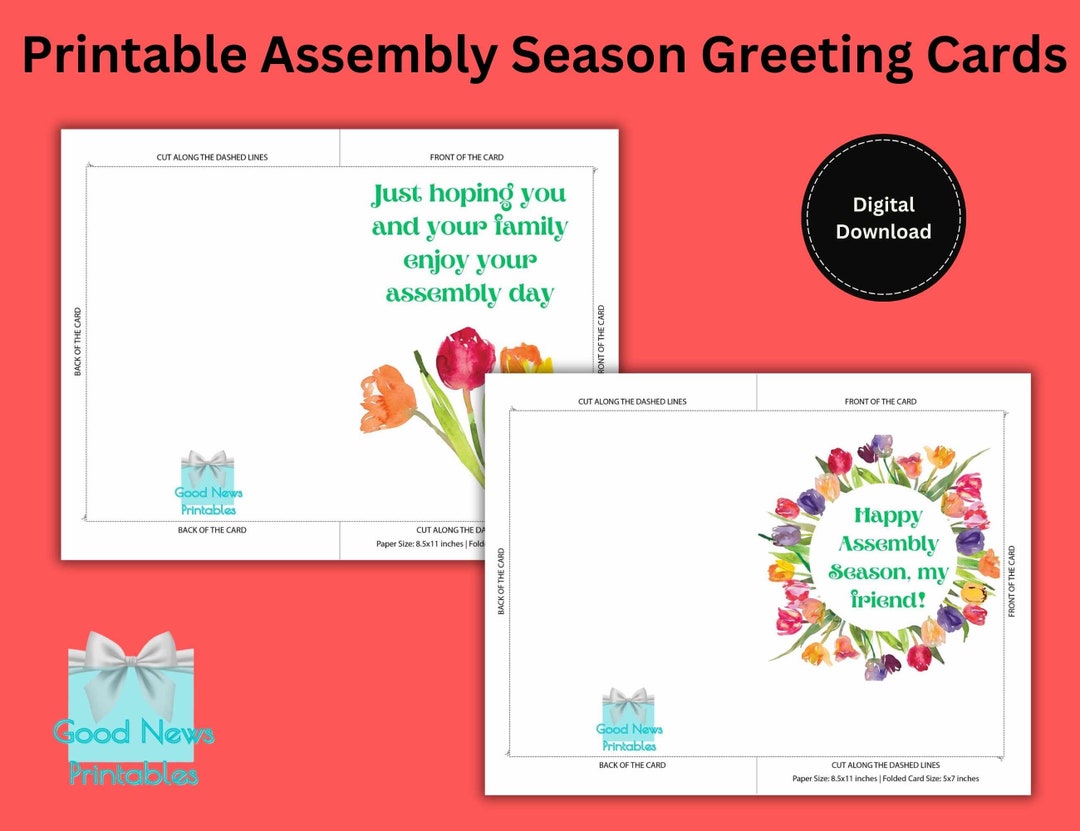 Printable Assembly Season Greeting Cards, US Letter Size, 5'x7' - Etsy