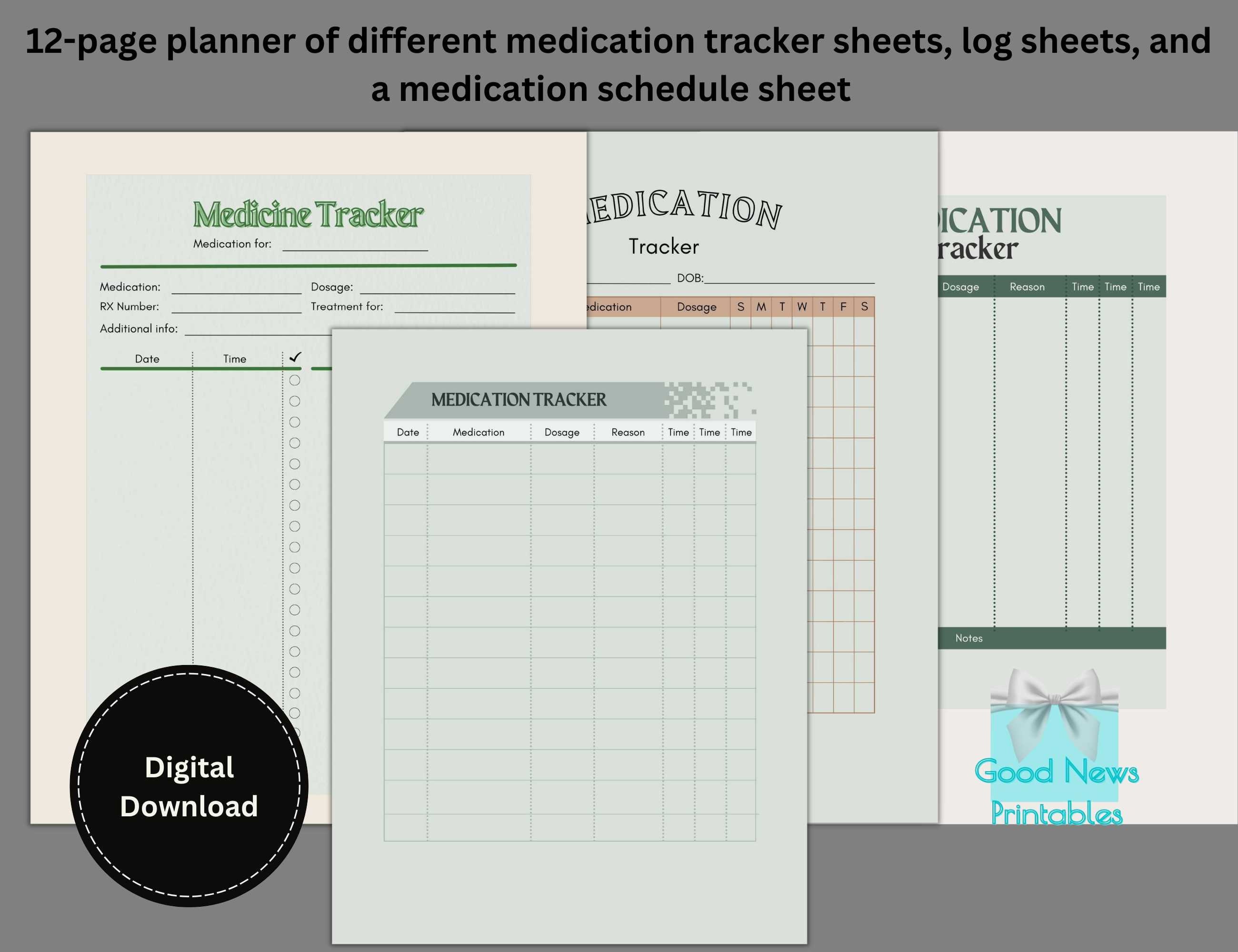 Editable Printable Medication Tracker Planner, US Letter & A4 Size, 12 ...