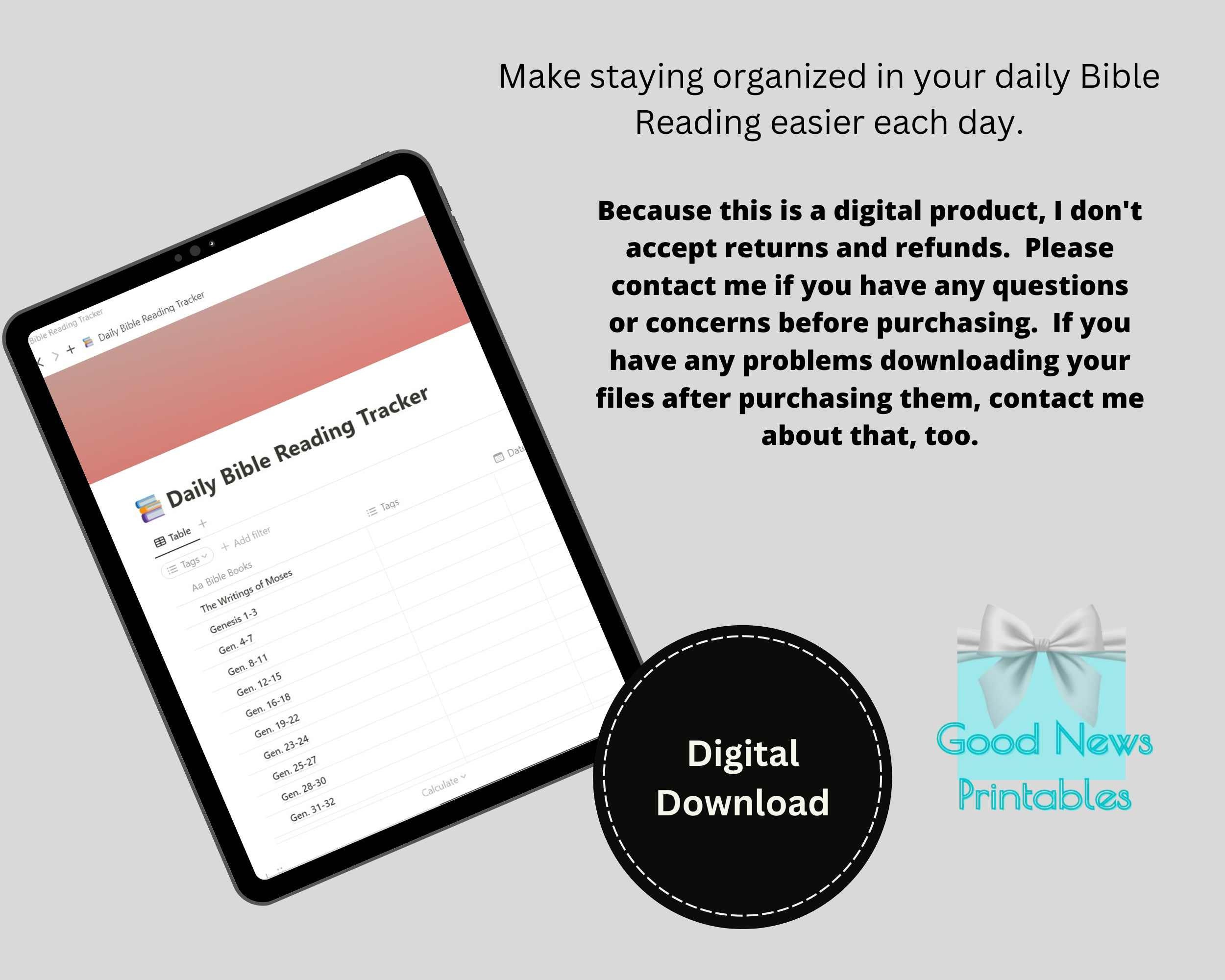Daily Bible Reading Tracker Notion Digital Template for Mac & Windows Computer - Etsy