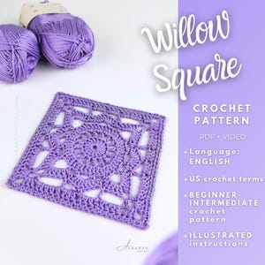 Willow Granny Square Crochet Pattern Video Tutorial Crochet Granny ...