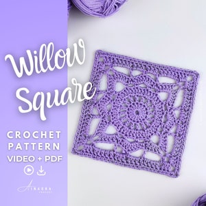 Willow Granny Square Crochet Pattern Video Tutorial Crochet Granny ...