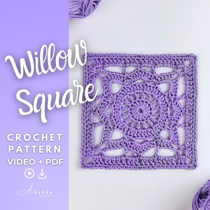 Willow Granny Square Crochet Pattern Video Tutorial Crochet Granny ...