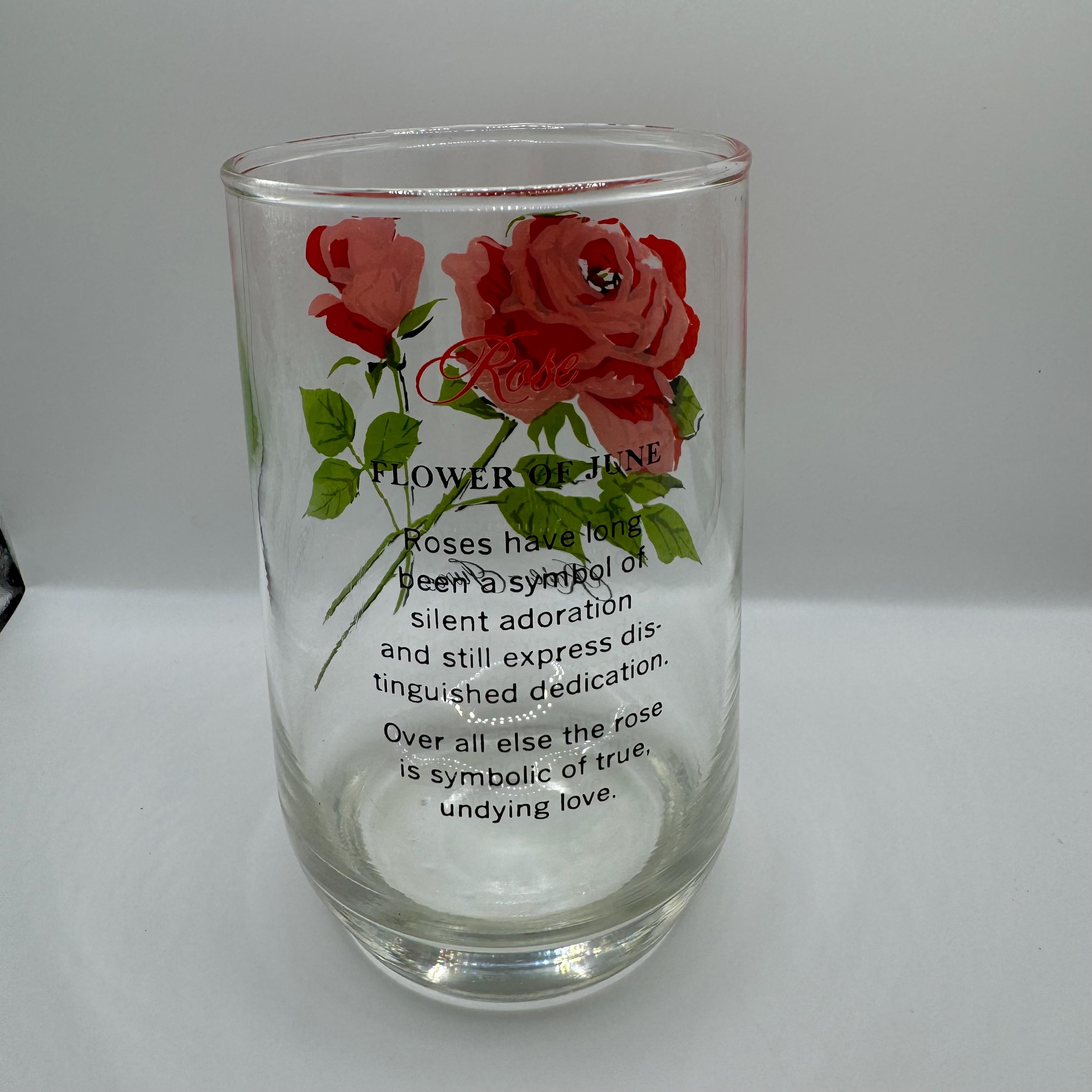 Vintage Rose June Birth Month Drinking Glass - Etsy