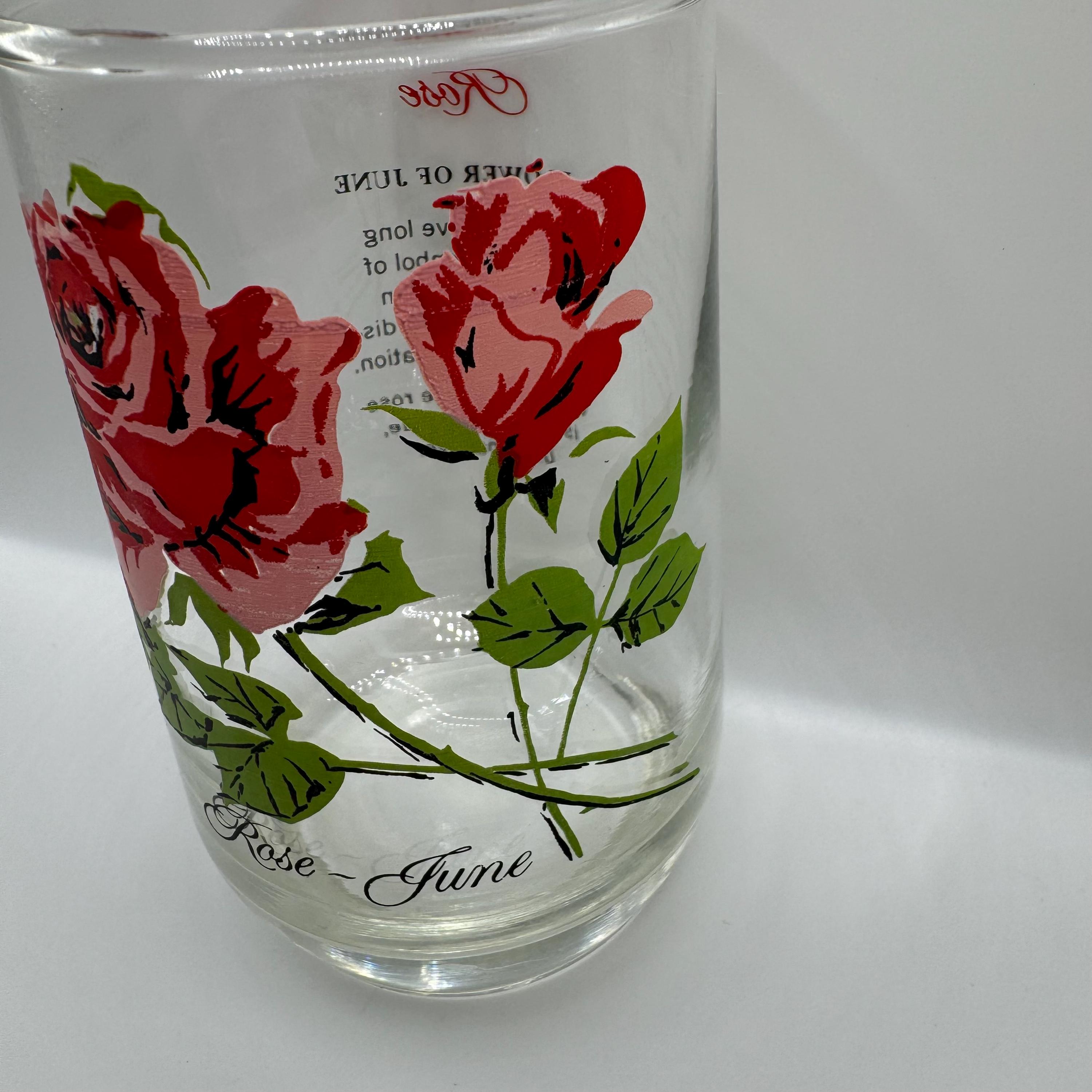 Vintage Rose June Birth Month Drinking Glass - Etsy