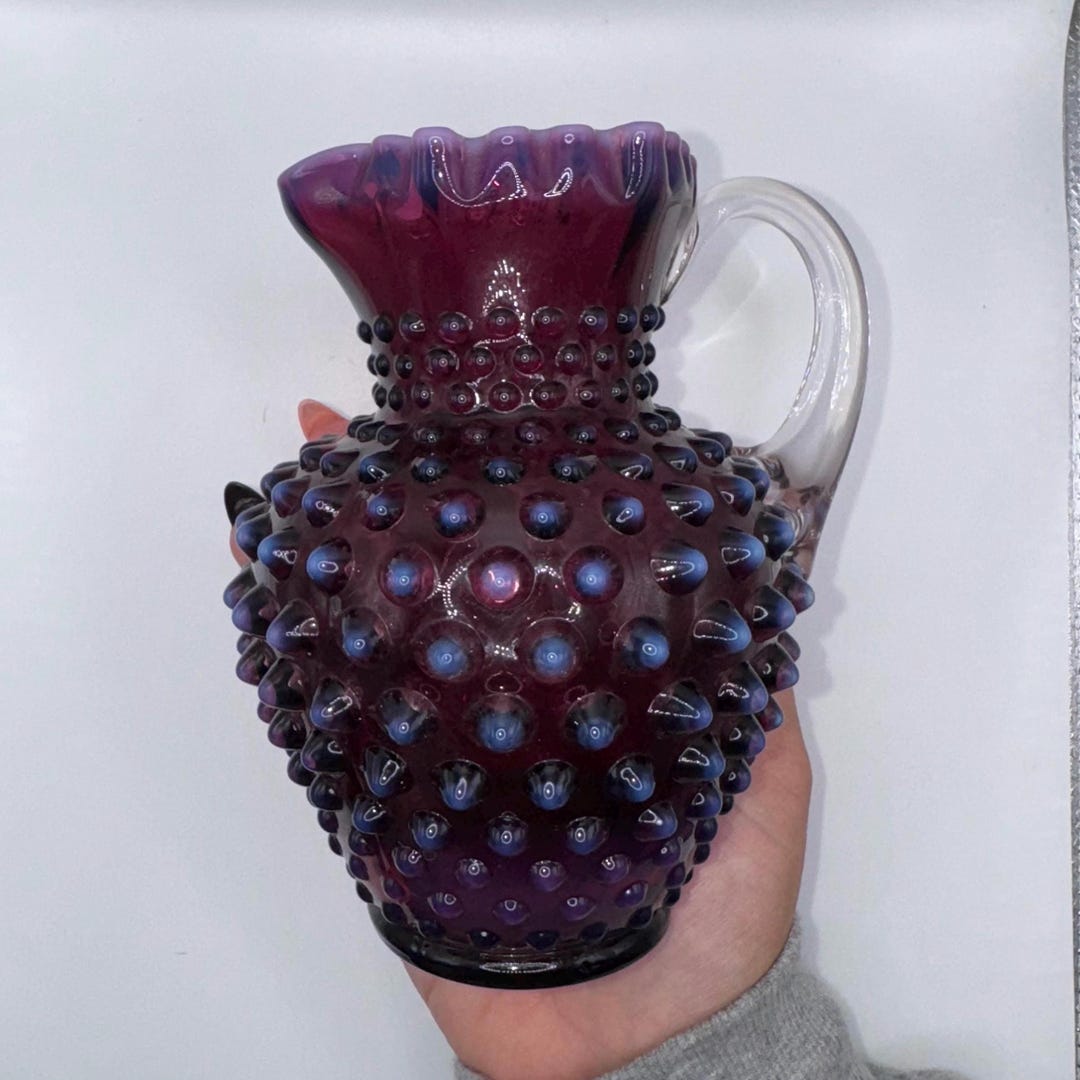 Vintage Fenton Glass Plum Opalescent Syrup Pitcher - Etsy