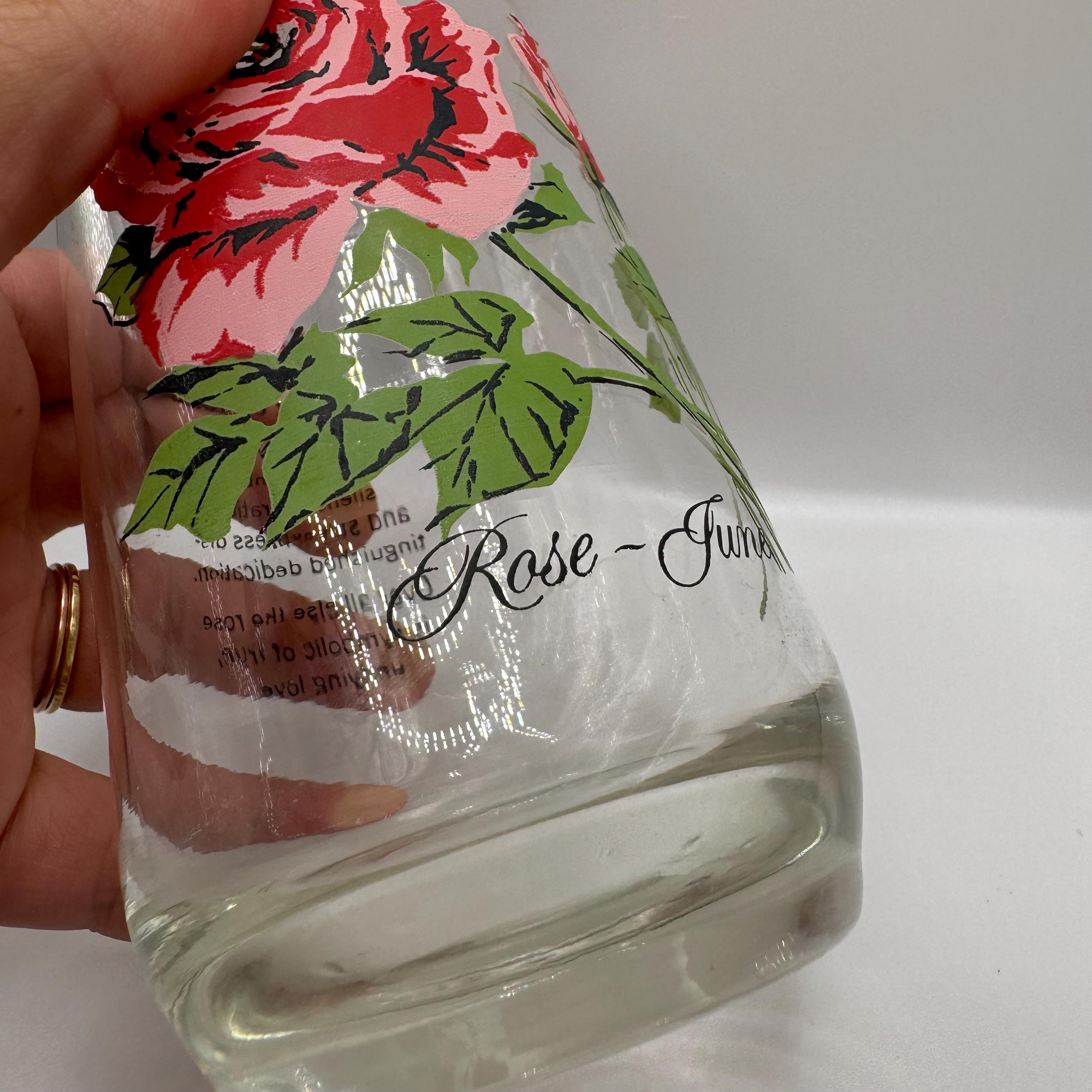 Vintage Rose June Birth Month Drinking Glass - Etsy