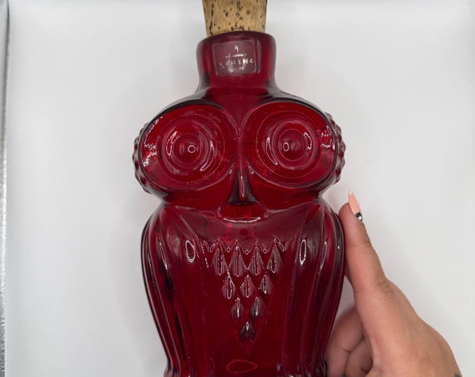 Viking Glass Red Owl Decanter - Etsy