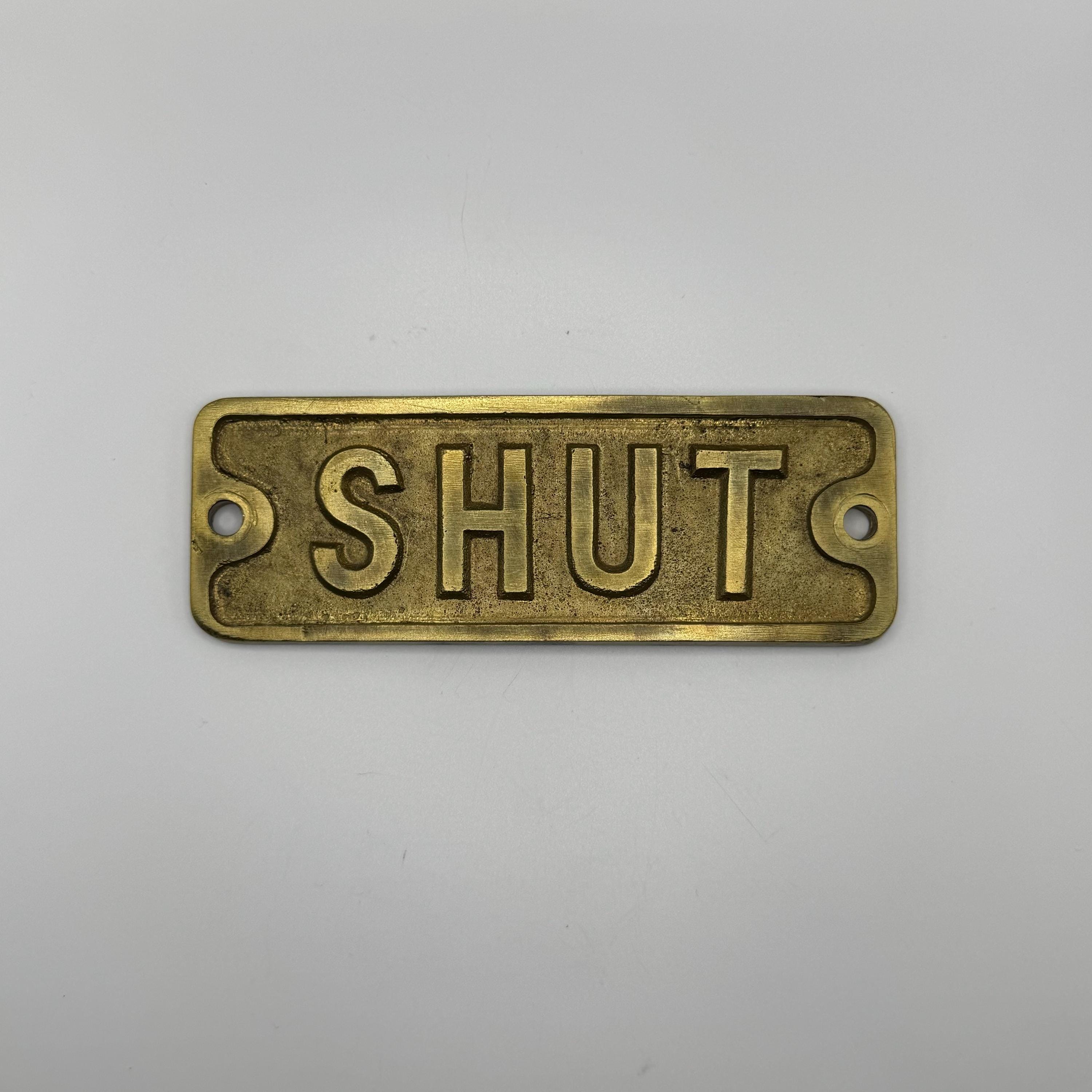 Vintage Brass shut Door Sign - Etsy
