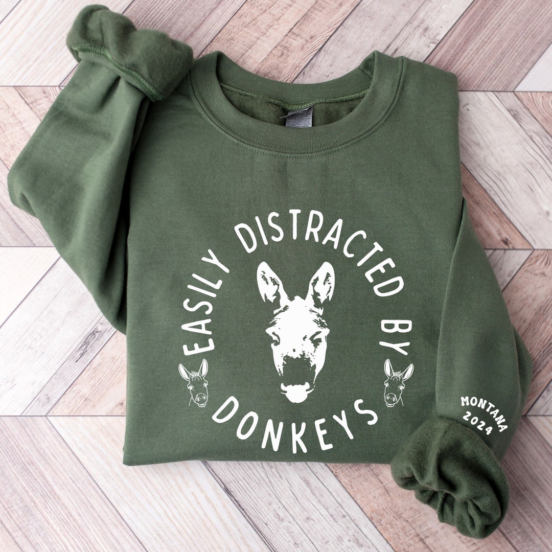 Custom Donkey Sweatshirt Vote 2024, Easily Distracted by Donkeys ...