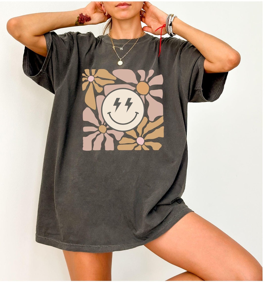 Comfort Colors® funny Face Shirt, Boho Hippie Wild Flower Shirt, Retro ...