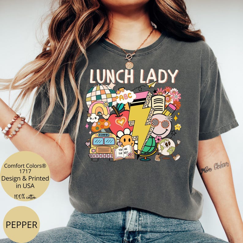 Retro Lunch Lady Shirt Comfort Colors®, School Cafeteria Crew Tshirt ...