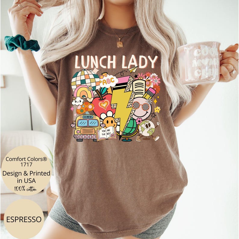 Retro Lunch Lady Shirt Comfort Colors®, School Cafeteria Crew Tshirt ...