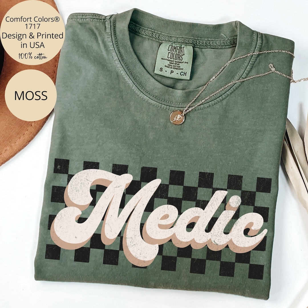 Checkered Medic Shirt Comfort Colors, Medic T-shirt, Paramedic Gift ...