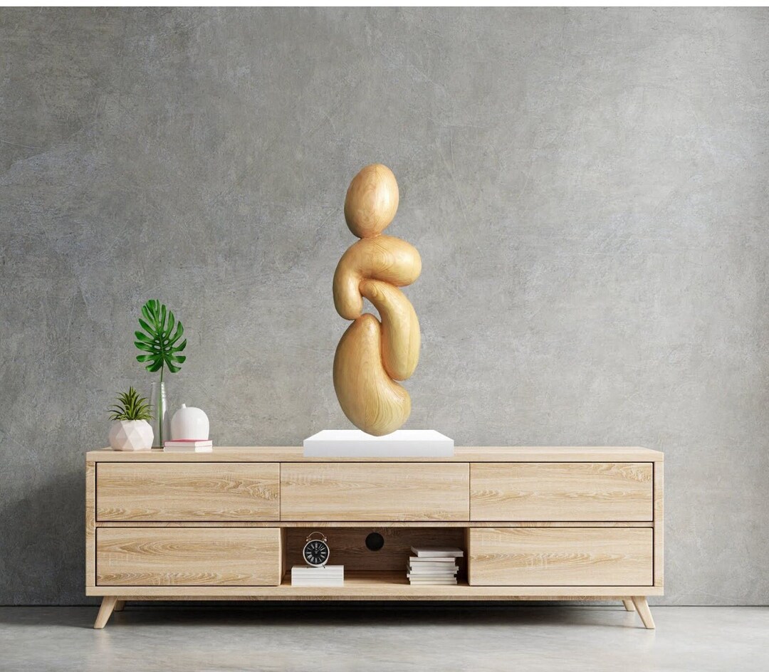Modern Wood Sculpture Abstract Statue for Home Decor Contemporary ...