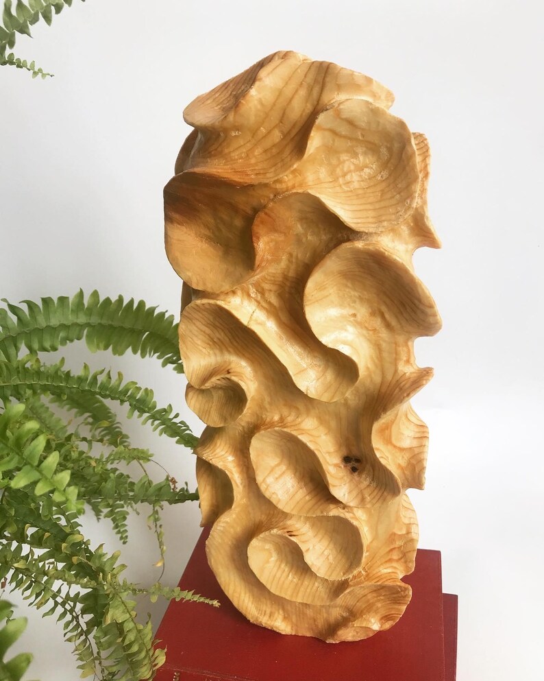 Large Wood Wall Panel Handcarved Solid Wood Wave Modern - Etsy