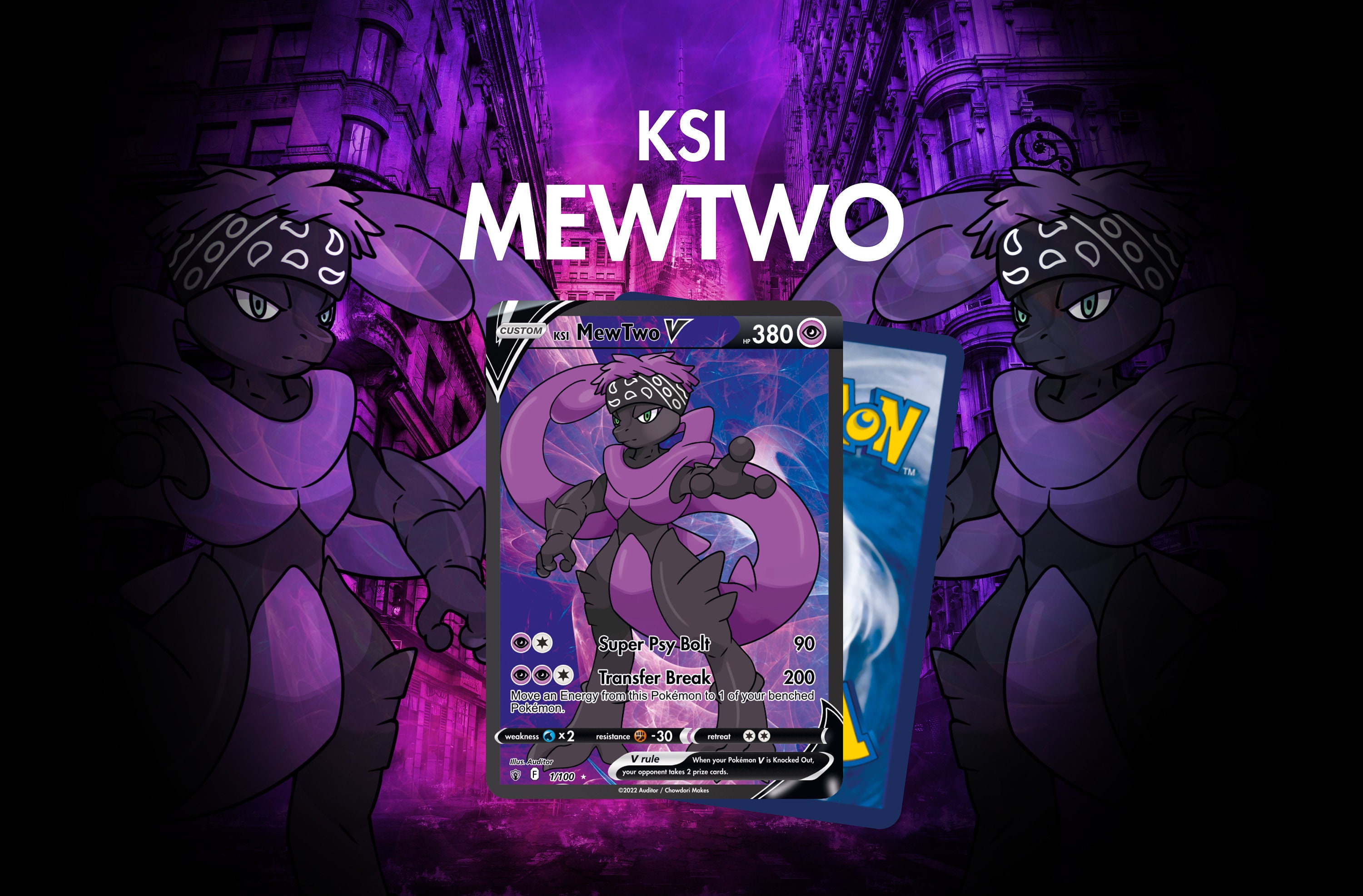 KSI Pokemon Mewtwo Custom Card - Etsy UK
