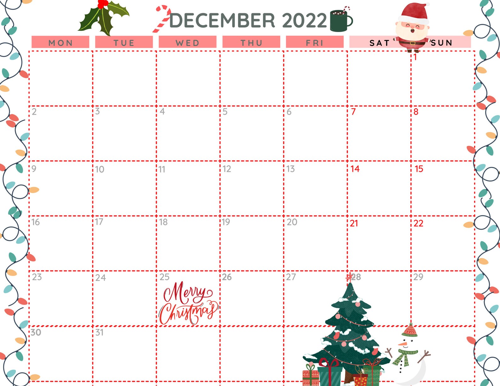 December Christmas 2022 Calendar - Etsy