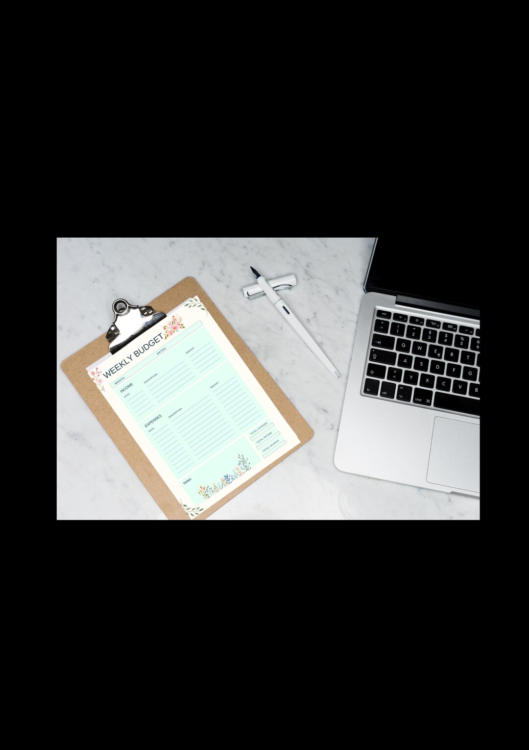 Mint Green Weekly Budget Planner Flowers | Floral Budget Tracker ...