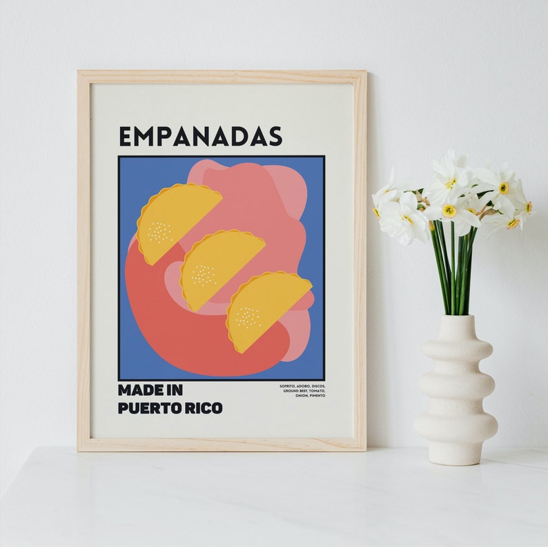 Food Poster, Puerto Rico, Empanadas Printable Wall Art - Digital ...