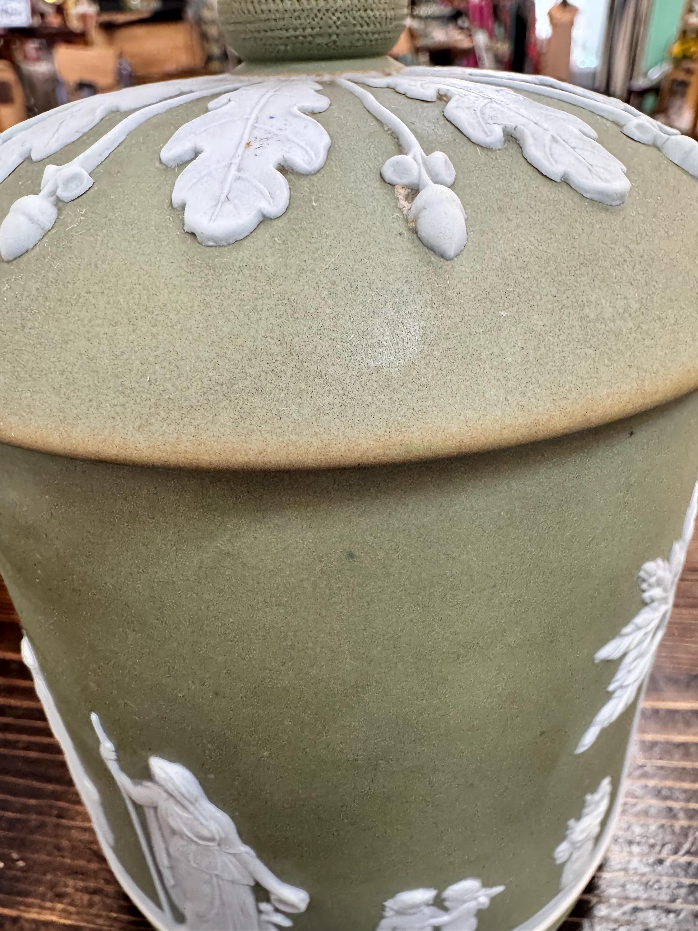 Antique Wedgewood Green Jasper Biscuit Jar W/ Lid 19th Century - Etsy