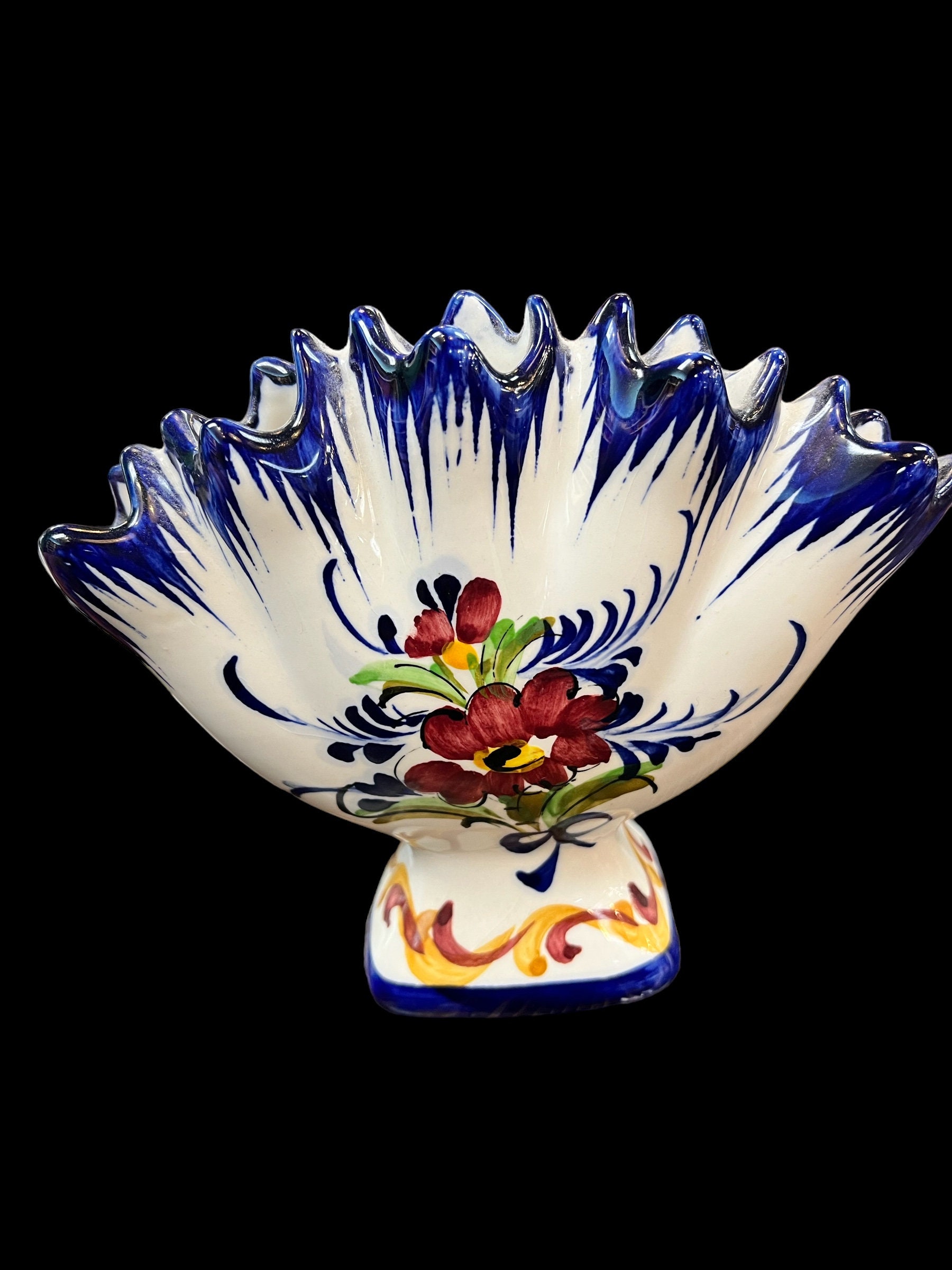 Vintage French Hand Painted Five Bud Vase - Etsy