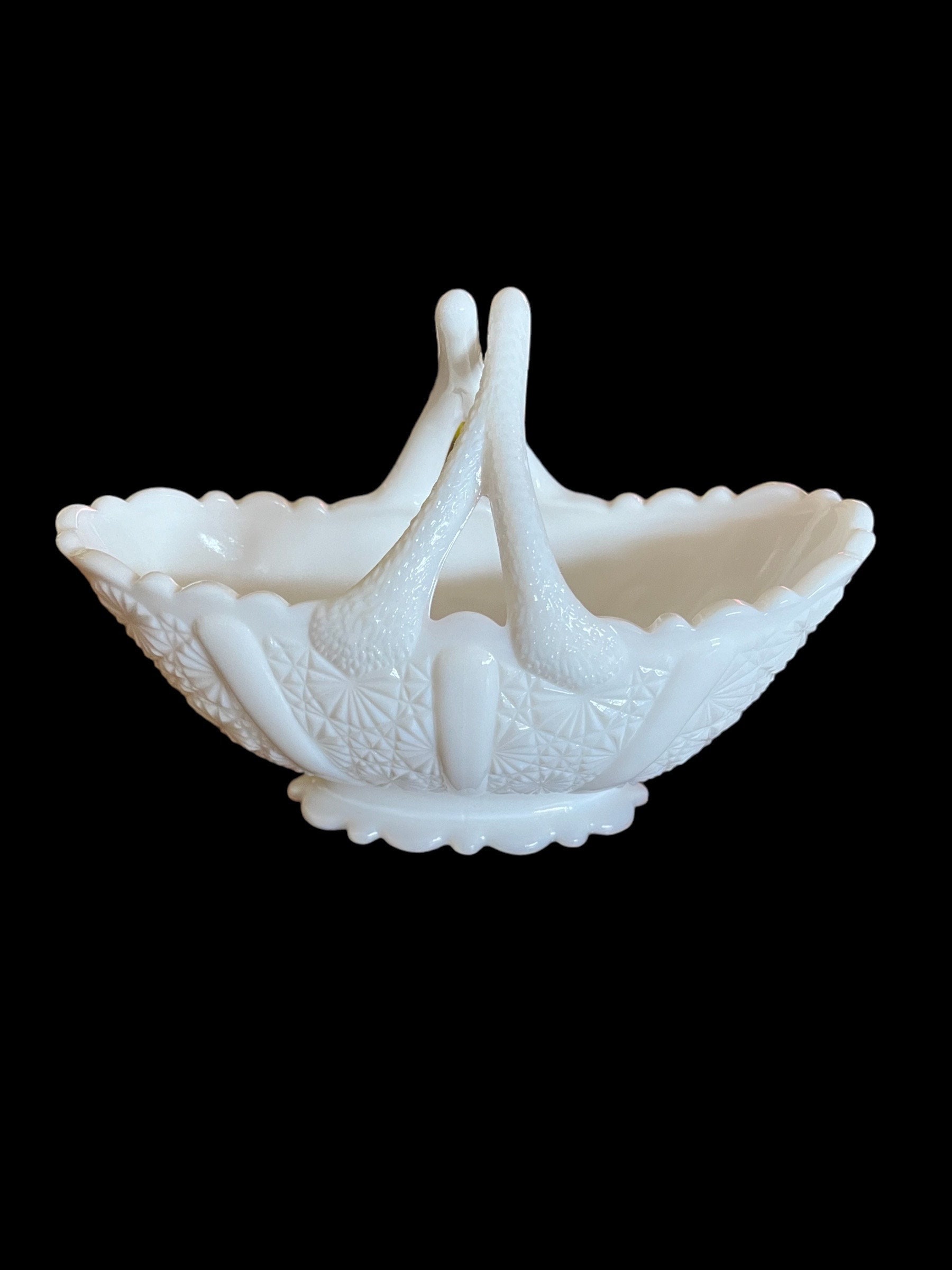 Vintage Fenton Milk Glass Daisy Basket - Etsy