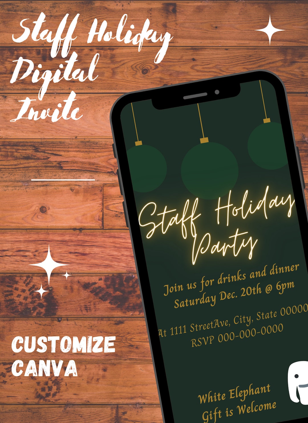Editable Holiday Party Invite, Digital Invitation, E-invite Text/email ...
