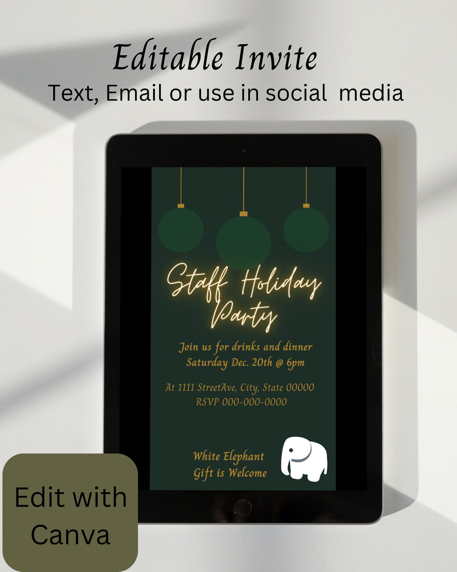 Editable Holiday Party Invite Digital Invitation E-invite - Etsy