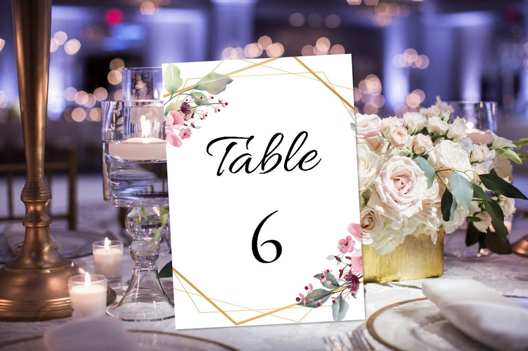 Modern Wedding Table Marker Template EDITABLE Flower Wedding Table ...