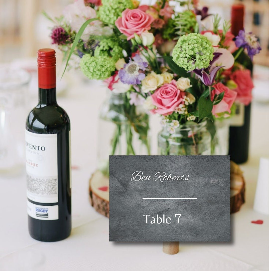 Minimalist Wedding Table Marker Name Tag EDITABLE Modern Table Number ...