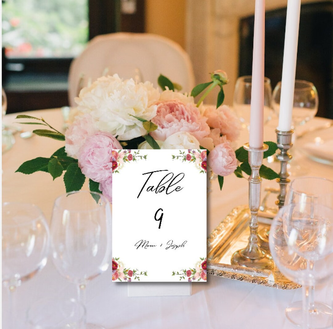 Modern Wedding Table Marker Floral EDITABLE Table Marker Template - Etsy