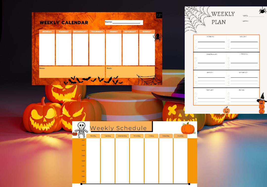 October Weekly Schedule Printable Holiday Planner Halloween Daily ...