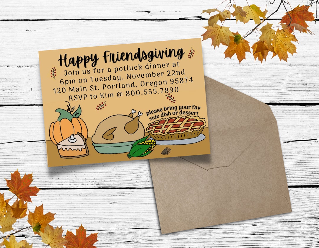 Friendsgiving Invitation Template Thanksgiving Party - Etsy
