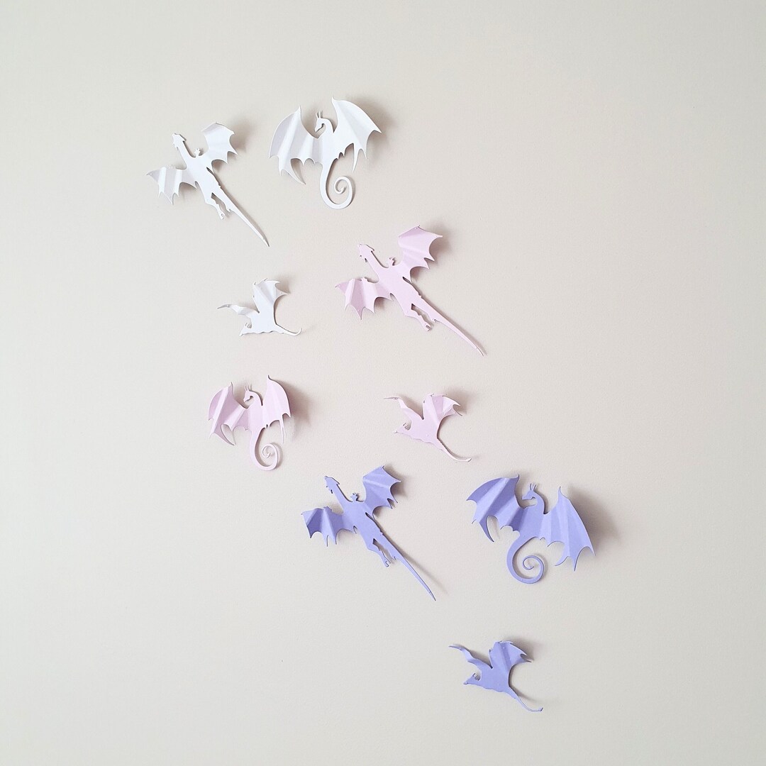 Purple Dragon Sticker, Dragon Wall Sticker, 3D Dragon Wall Art, Fairy ...