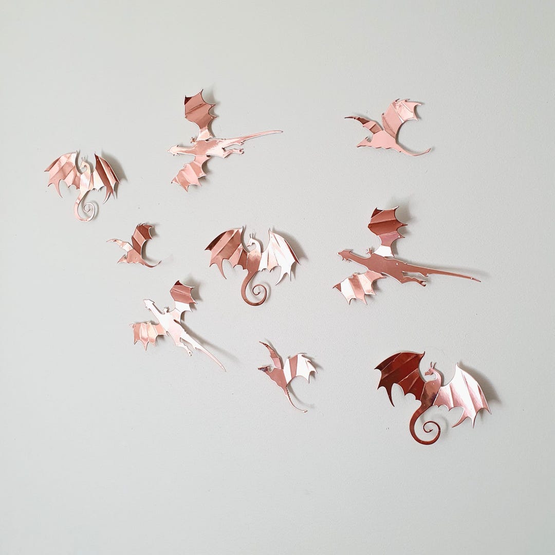 Rose Gold Dragon Wall Decal, Dragon Wall Art, Dragon Decor, Dragon Wall ...